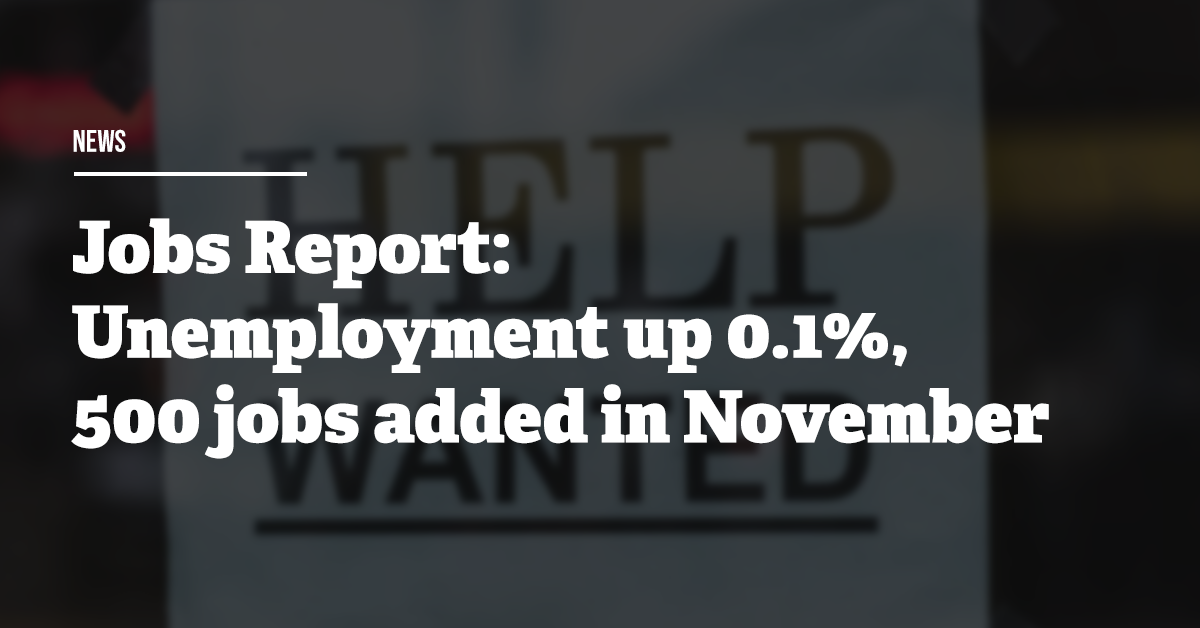 Jobs Report: Unemployment up 0.1%, 500 jobs added in November