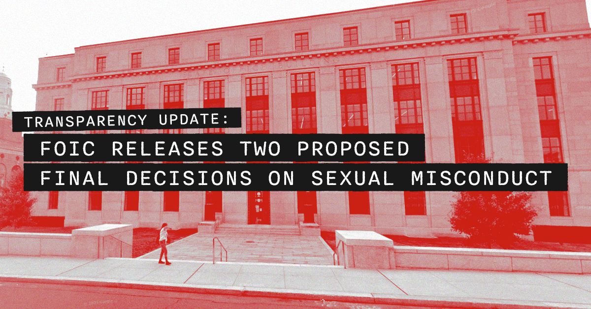 FOIC releases two proposed final decisions on sexual misconduct